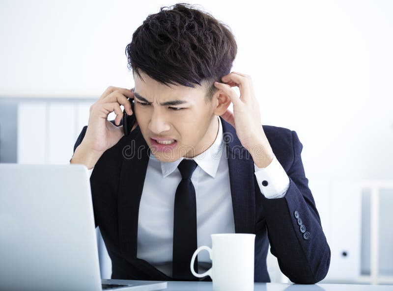 Businessman Having Stress in the Office Stock Photo - Image of looking ...