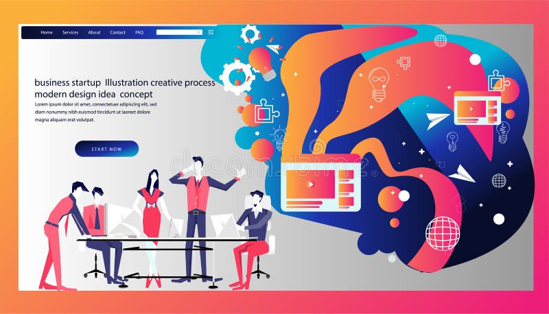 Businessman Head Light Bulbs Using Laptop. Business Startup ...