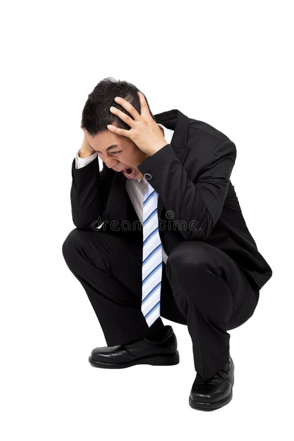 Businessman Headache and Squatted Stock Image - Image of break ...