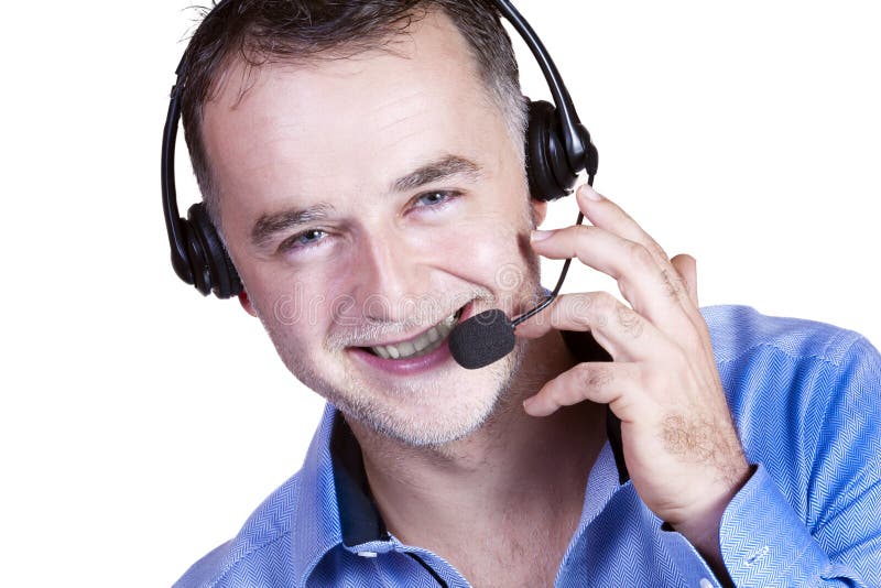 Businessman, a Headset with a Phone Call. Stock Photo - Image of ...