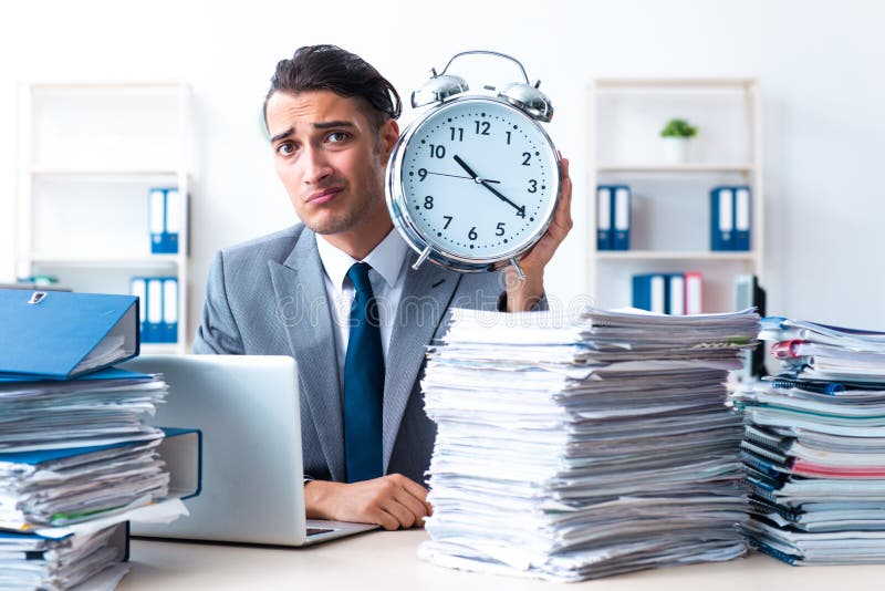 Businessman with Heavy Paperwork Workload Stock Image - Image of ...