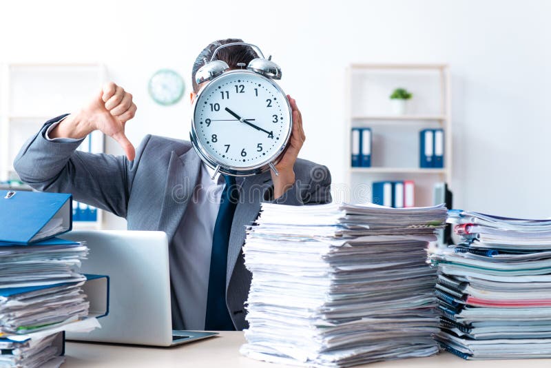 Businessman with Heavy Paperwork Workload Stock Image - Image of ...