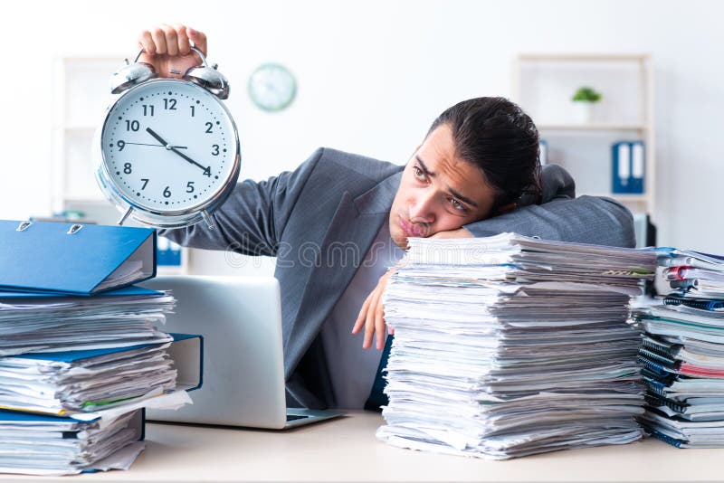 Businessman with Heavy Paperwork Workload Stock Image - Image of ...