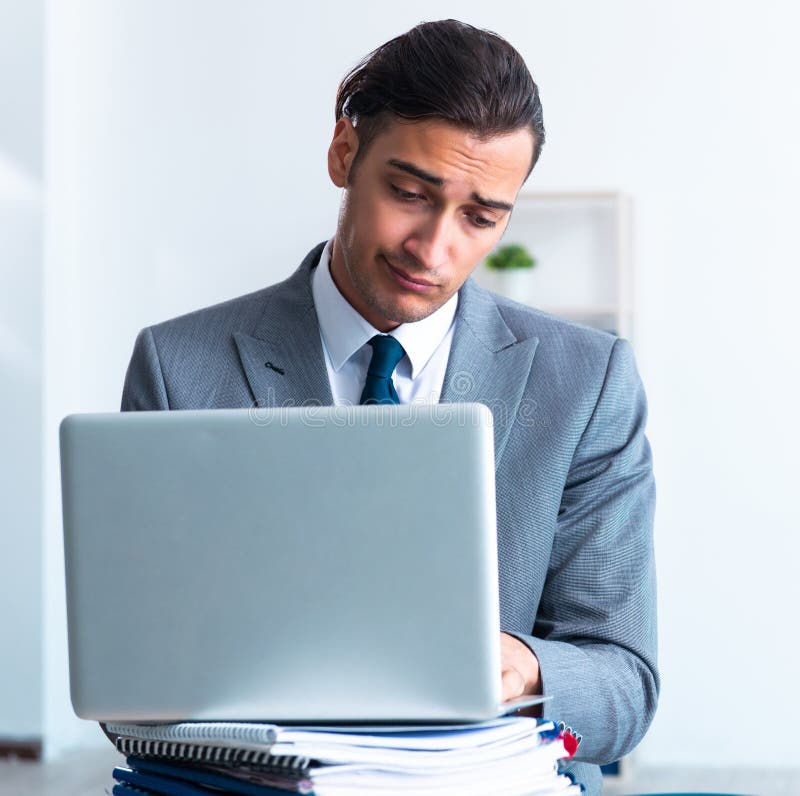 Businessman with Heavy Paperwork Workload Stock Photo - Image of ...