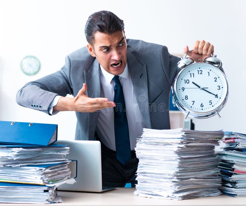 Businessman with Heavy Paperwork Workload Stock Image - Image of lawyer ...
