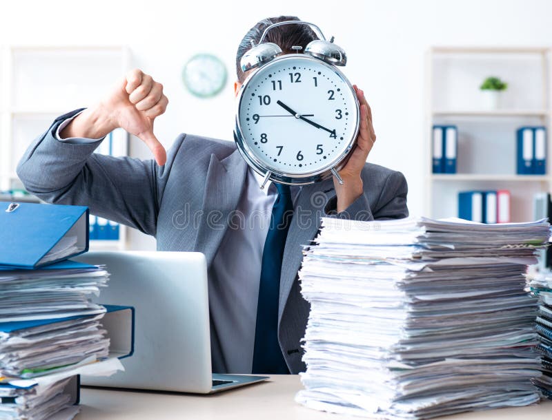 Businessman with Heavy Paperwork Workload Stock Photo - Image of ...