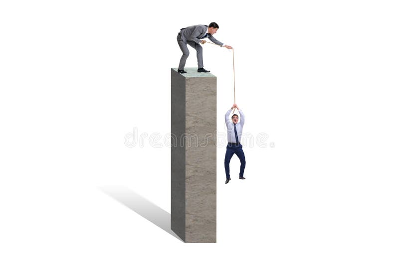 The Businessman Helping Colleague with Rope Stock Image - Image of ...