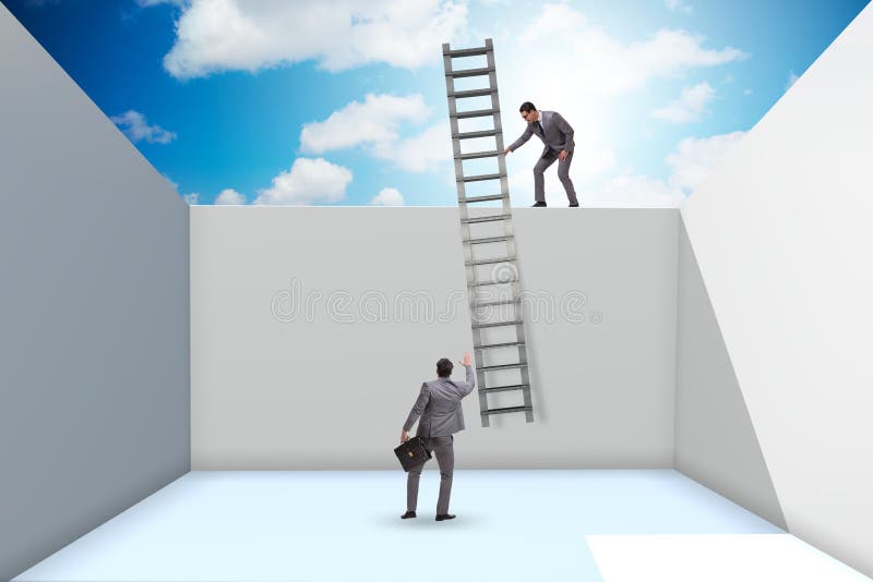 The Businessman Helping Colleague To Escape from Problems Stock Image ...