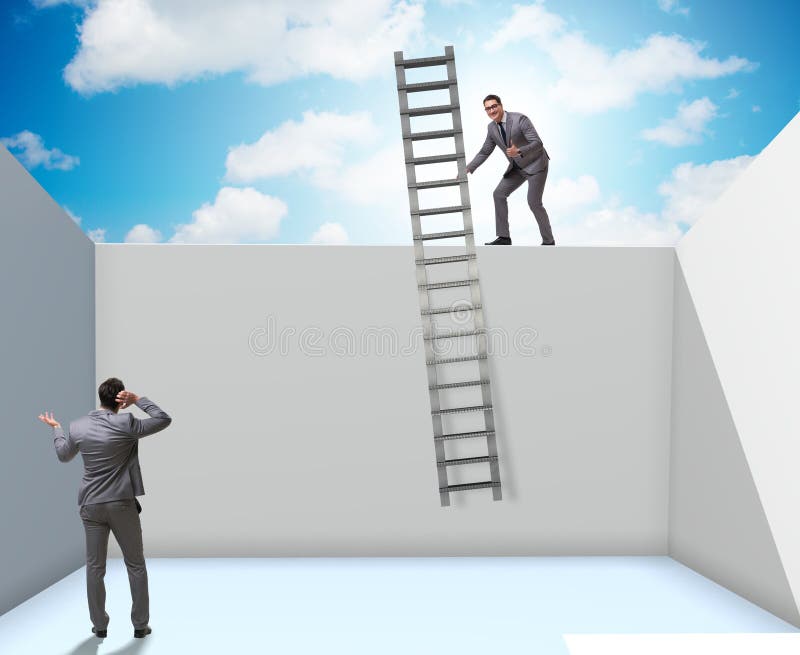 Businessman Helping Colleague To Escape from Problems Stock Photo ...