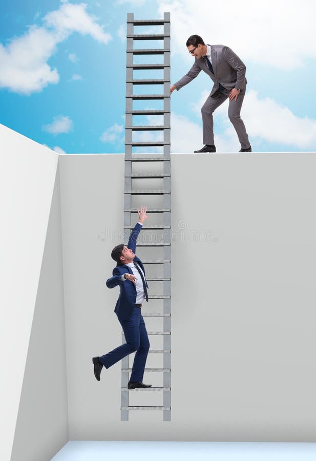 Businessman Helping Colleague To Escape from Problems Stock Image ...