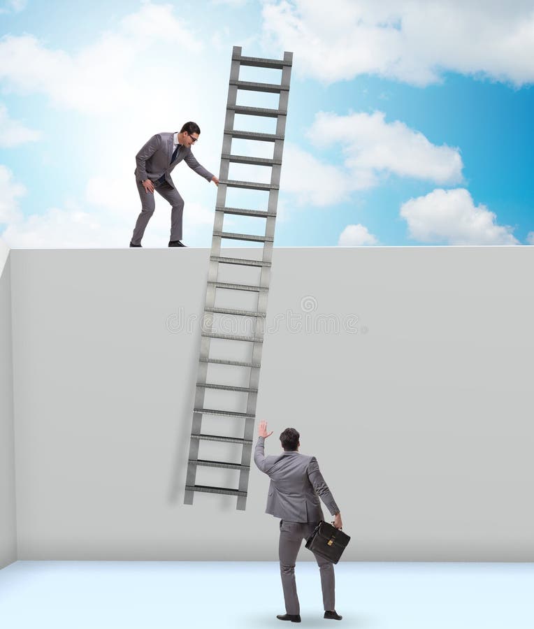 Businessman Helping Colleague To Escape from Problems Stock Photo ...