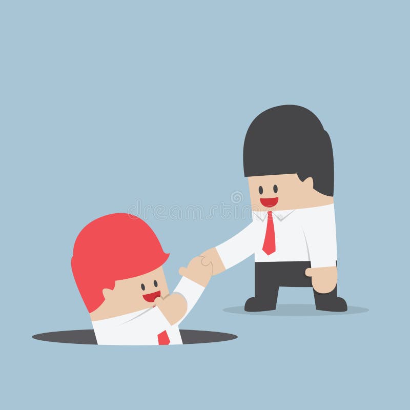 Businessman Helping His Friend by Take Him Out from the Hole Stock ...