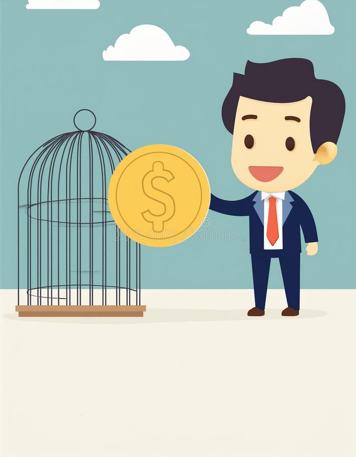 Businessman Helping Save a US Dollar in a Cage Security System Stock ...