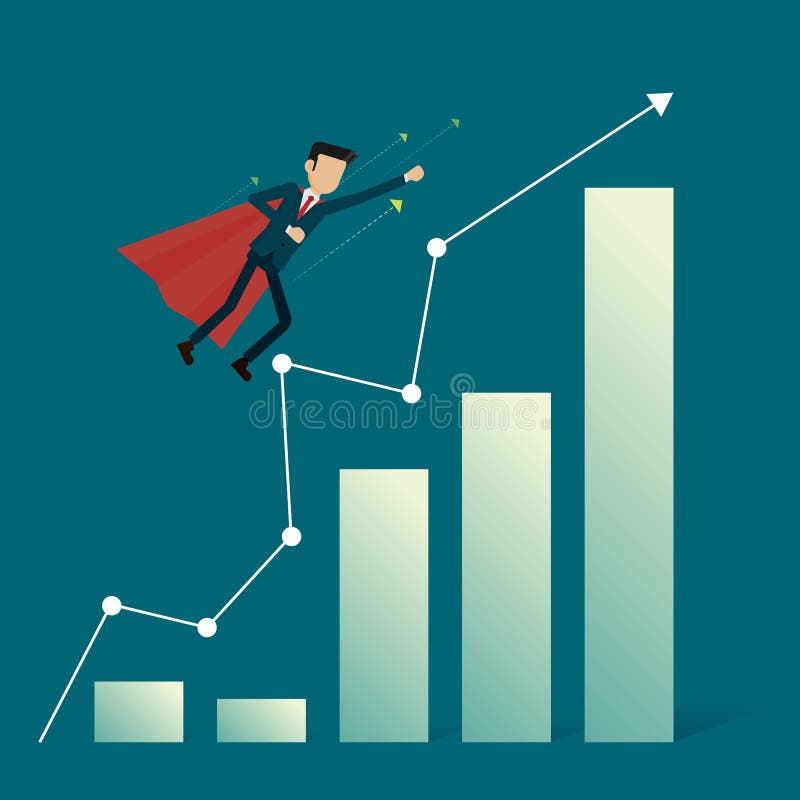 Businessman Hero Flying Fast Path To Goal. Vector Illustration Stock ...