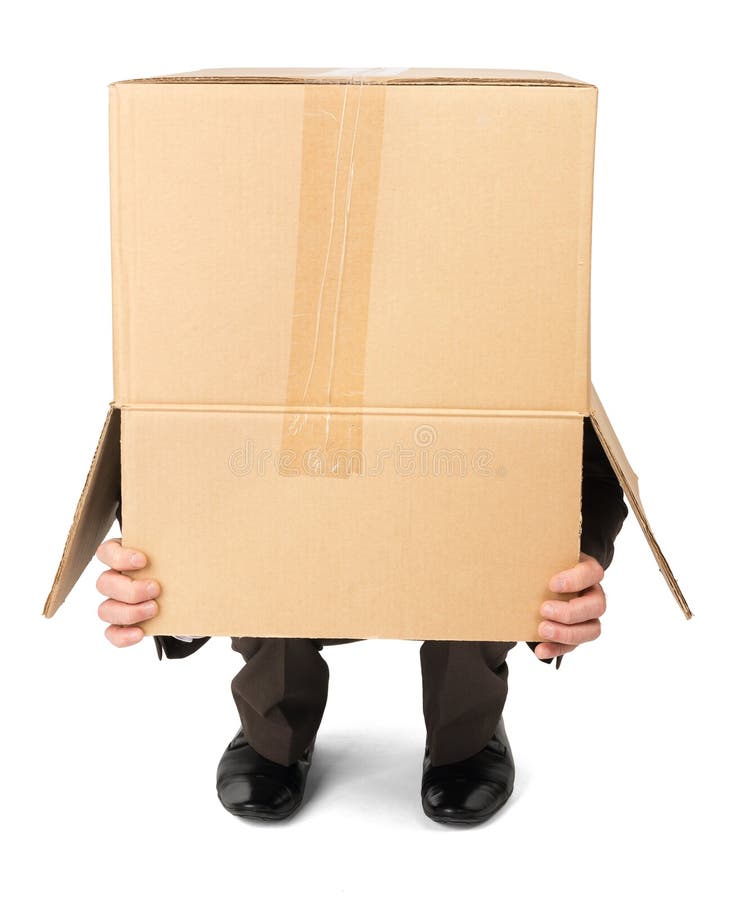 Businessman Hiding Behind Box Stock Image - Image of concept ...
