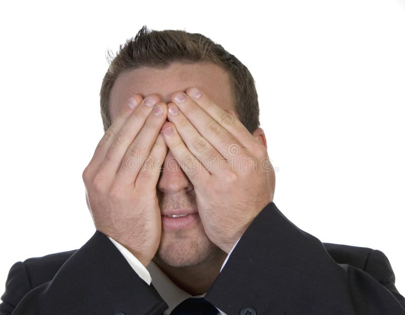 Businessman Hiding His Face In Shame Stock Image - Image of studio ...