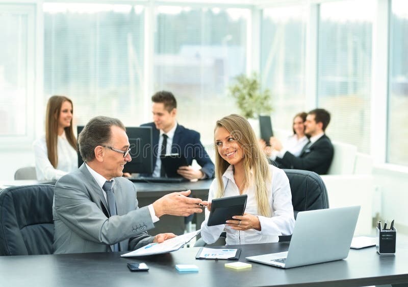 Businessman and His Assistant Discuss the Work Plan Stock Photo - Image ...