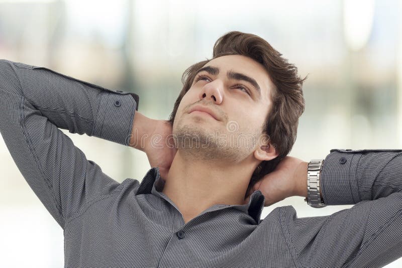 Businessman on His Desk Leaning Back and Relaxing Stock Photo - Image ...