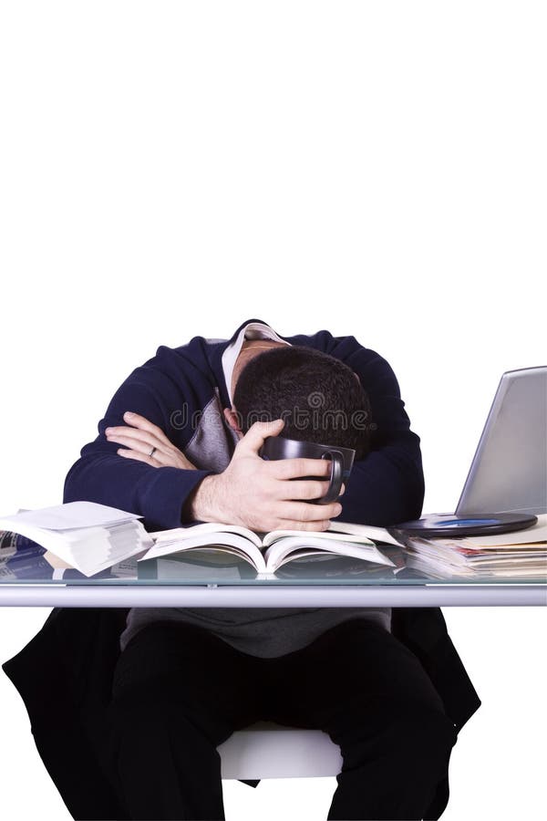 Man sleeping at work. stock image. Image of desk, businessman - 6153307