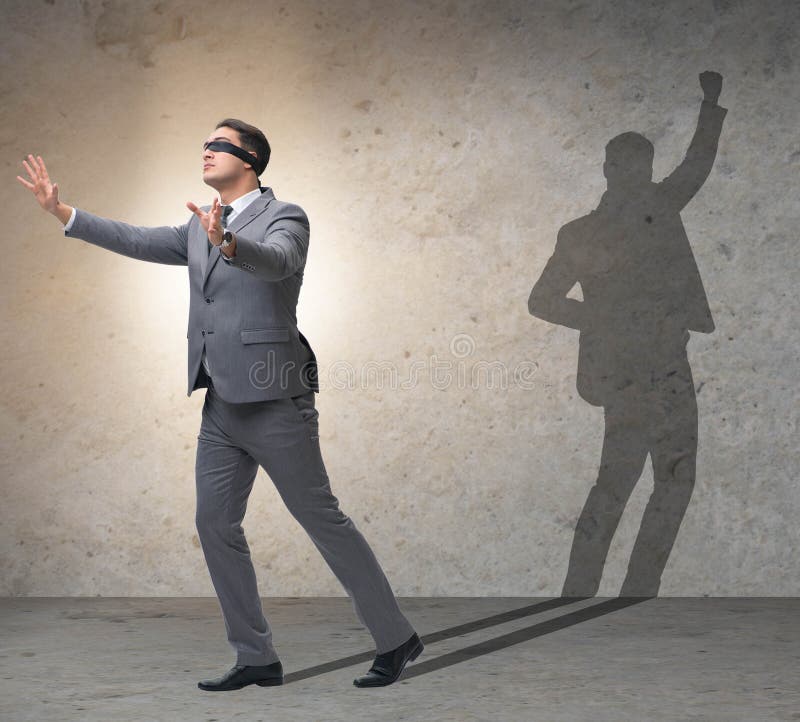 Businessman and His Shadow in Business Concept Stock Photo - Image of ...