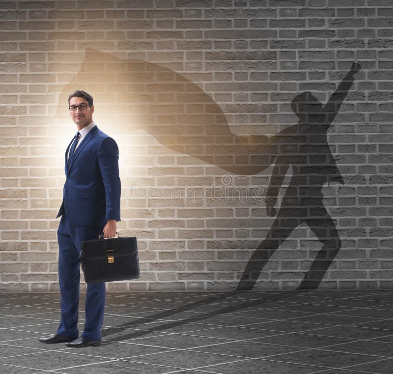 Businessman and His Shadow in Business Concept Stock Photo - Image of ...