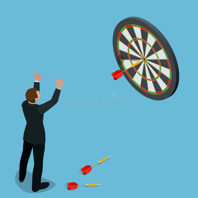 Businessman Hitting the Center of Target. Aiming for a High Target ...
