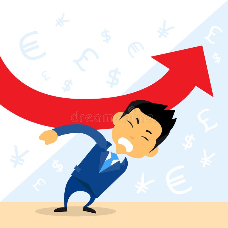 Businessman Hold Financial Graph Red Arrow Stock Vector - Illustration ...