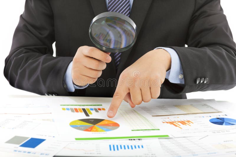 Businessman Hold a Magnifying Glass To Check Stock Image - Image of ...