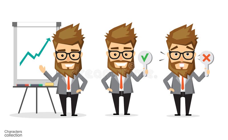 Businessman Hold Up Check and Cross Mark Paper Stock Vector ...