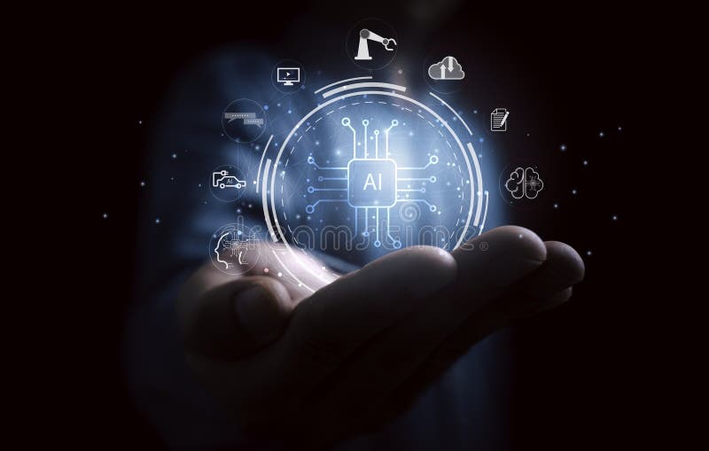 Businessman Holding AI or Artificial Intelligence, it Was Controlled ...