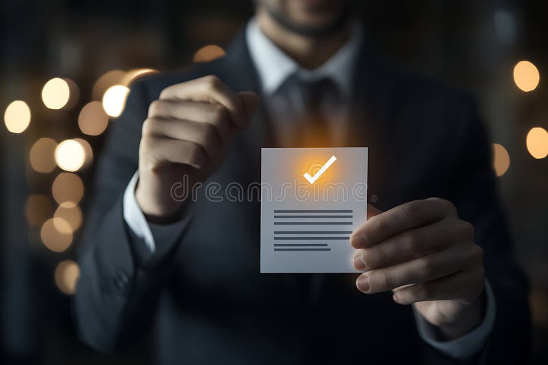 Businessman Holding Approved Document, Checklist, Task Completion ...