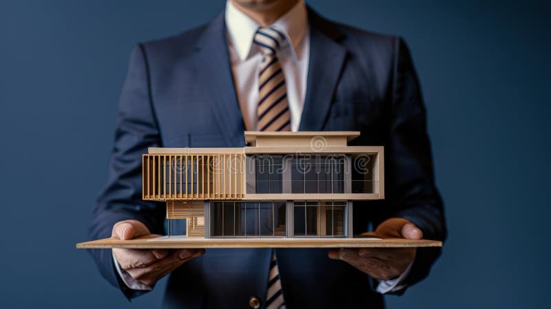 The Businessman Holding Architectural Model.AI Generated Image Stock ...