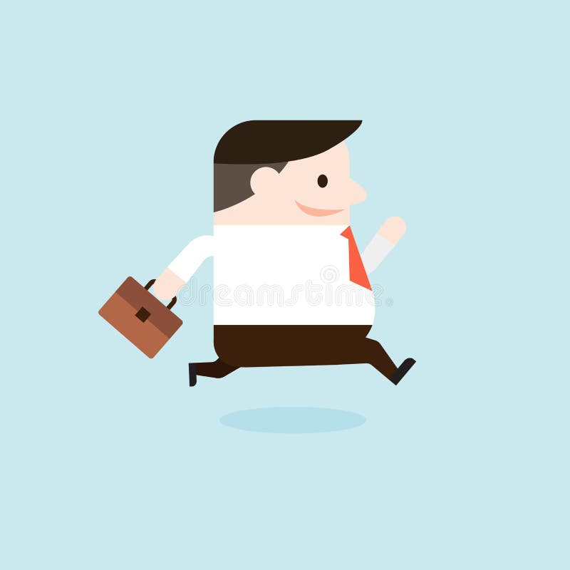 Businessman is Holding Bag and Running To Office. Stock Vector ...