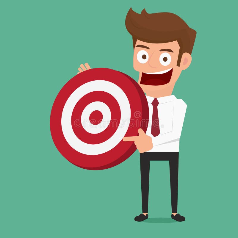 Businessman Holding a Big Target. Stock Vector - Illustration of ...