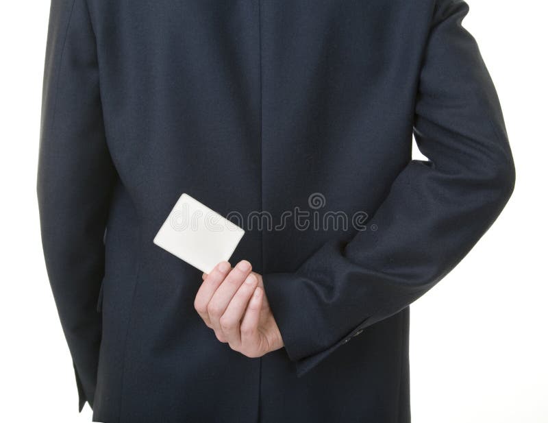 Businessman Holding Blank Card Behind His Back Stock Photo - Image of ...