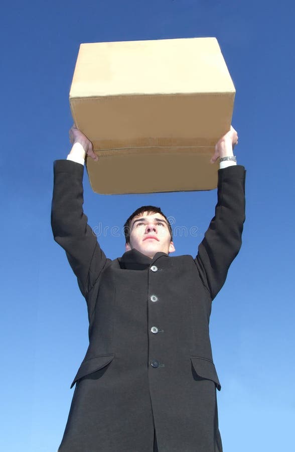 Businessman Holding Box stock image. Image of confidence - 3568265
