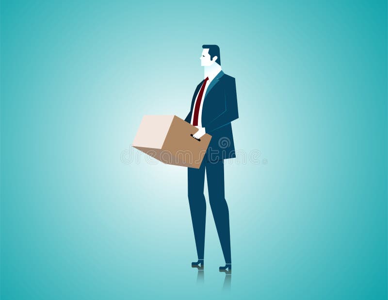 Businessman Holding a Box, Stand in an Empty Stock Vector ...