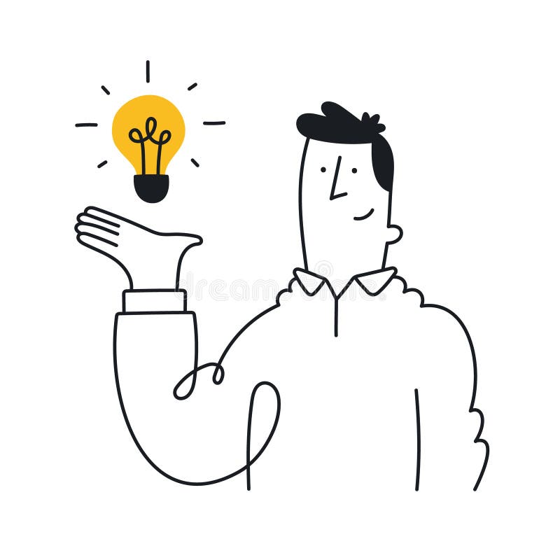 Businessman Holding a Bulb, Idea Symbol. Concept of Idea Presentation ...