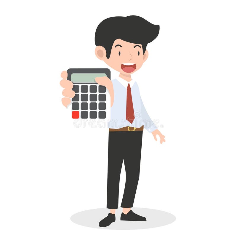 Cartoon Businessman Or Accountant Is Showing Calculator Stock Vector ...