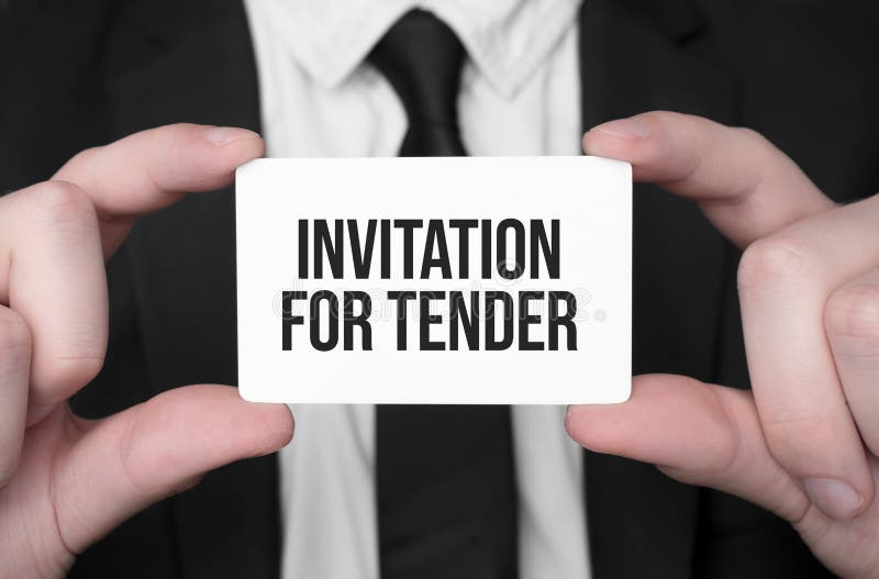 Businessman Holding a Card with Text INVITATION for TENDER Stock Image ...