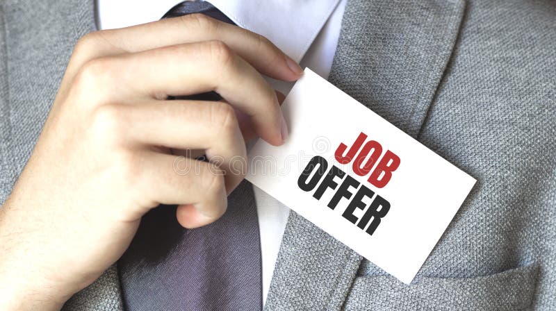 Businessman Holding a Card with Text JOB OFFER Stock Image - Image of ...