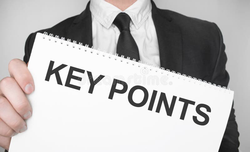 Businessman Holding a Card with Text KEY POINTS Stock Image - Image of ...