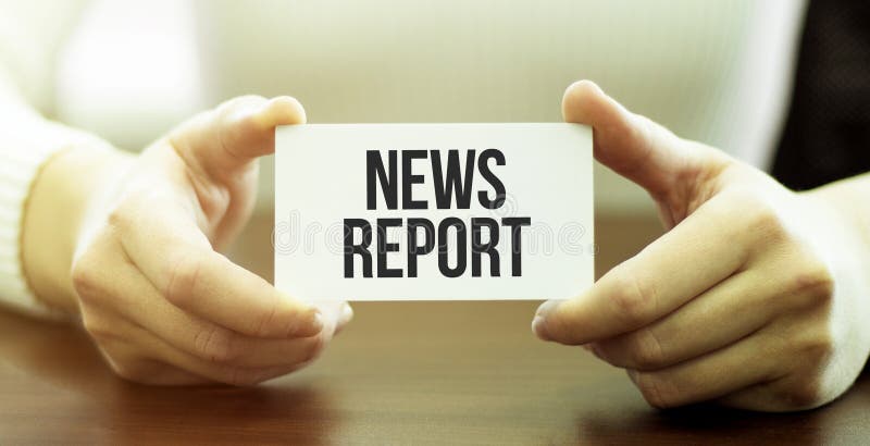 Businessman Holding a Card with Text NEWS REPORT Stock Photo - Image of ...