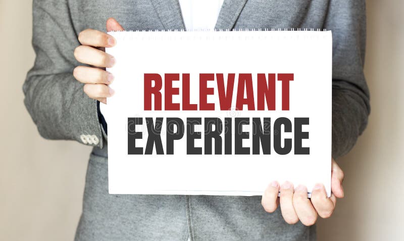 RELEVANT EXPERIENCE on Notepad with Pen, Glasses and Calculator Stock ...