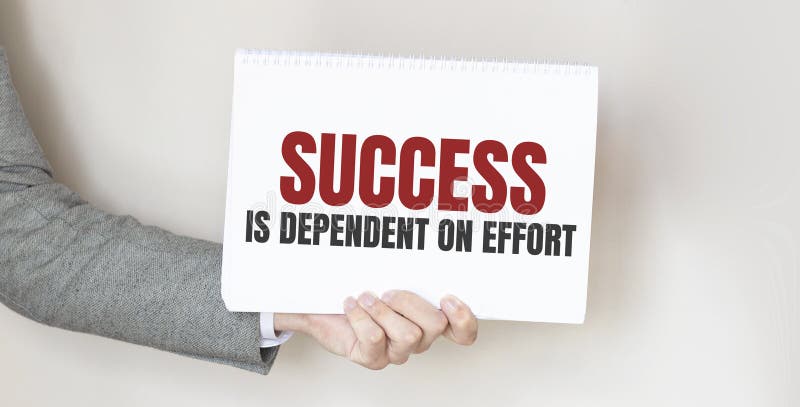 Businessman Holding a Card with Text Success is Dependent on Effort ...