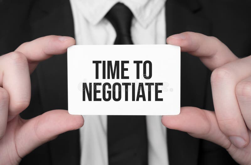 Time To Negotiate on a Notebook on Yellow Desk Stock Image - Image of ...