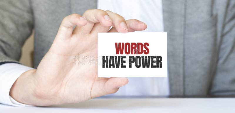 Businessman Holding a Card with Text WORDS HAVE POWER Stock Image ...