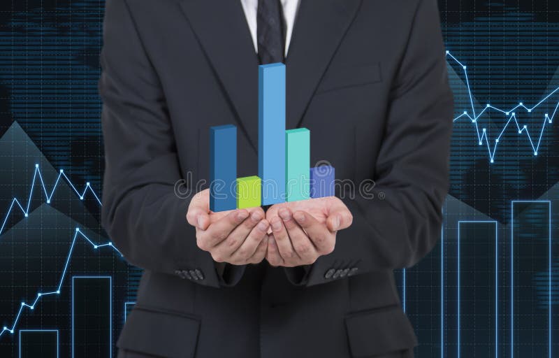 Businessman holding chart stock photo. Image of analytics - 50017096