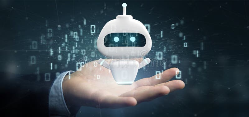 Businessman Holding Chatbot with Binary Code 3d Rendering Stock Image ...