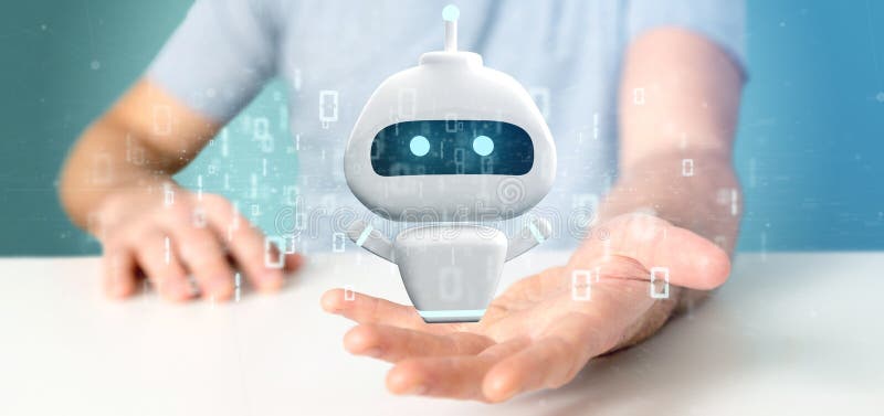 Businessman Holding Chatbot With Binary Code 3d Rendering Stock Image Image Of Talk Concept 9841